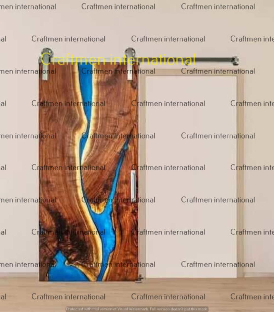 Blue River Epoxy Door, Epoxy Kitchen Door , Epoxy Barn Door, Door ...