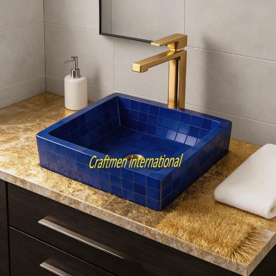 Exquisite Lapis Lazuli Vessel Sink - Handcrafted Blue Stone Luxury for ...