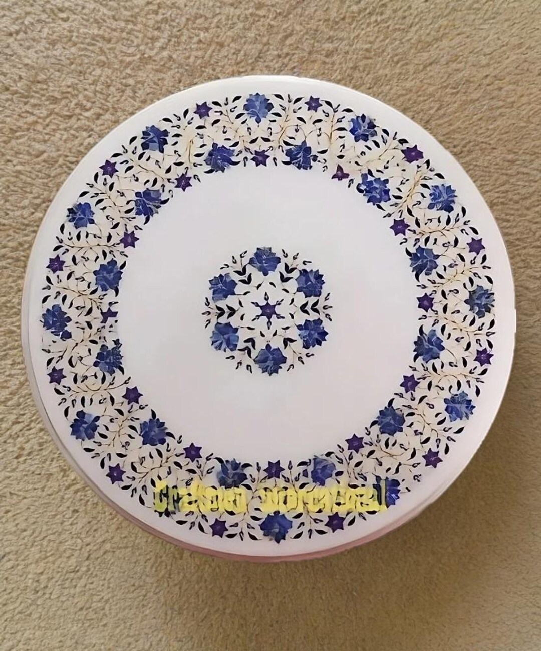 Blue Inlay Table Top, Coffee Bean Table, Bone Inlay Table, Stone Inlay ...