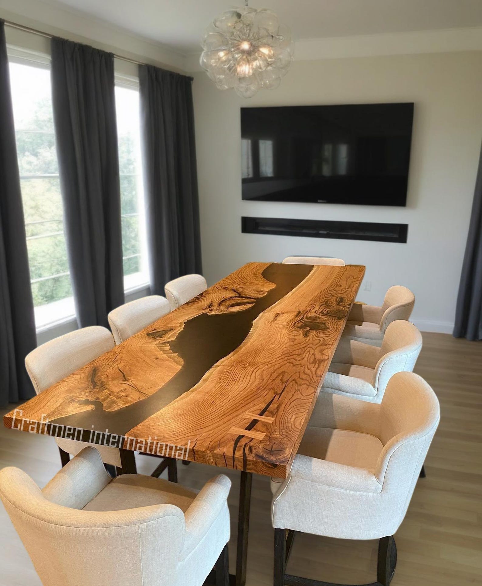 Black Epoxy River Dining Table: Live Edge Handmade Wood Furniture - Etsy