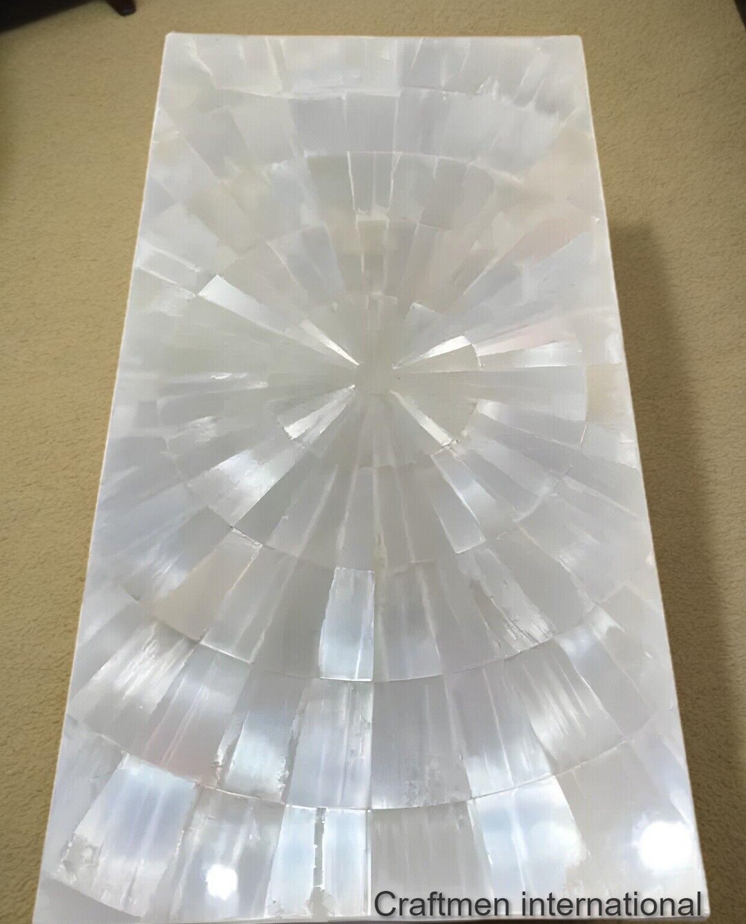 Selenite Table Top, Handmade, Sunburst Pattern Table Top, Coffee Table ...