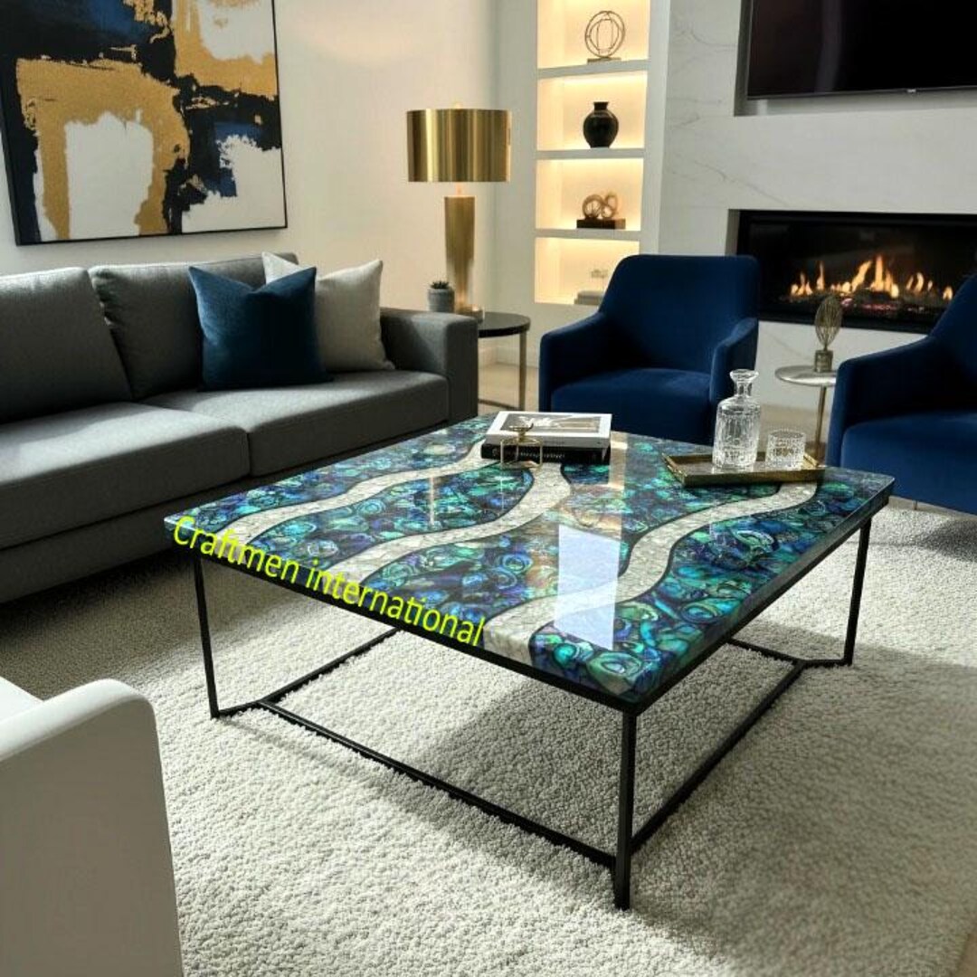 Luxury Abalone Shell Inlay Coffee Table | Handmade Mughal Pietra Dura ...