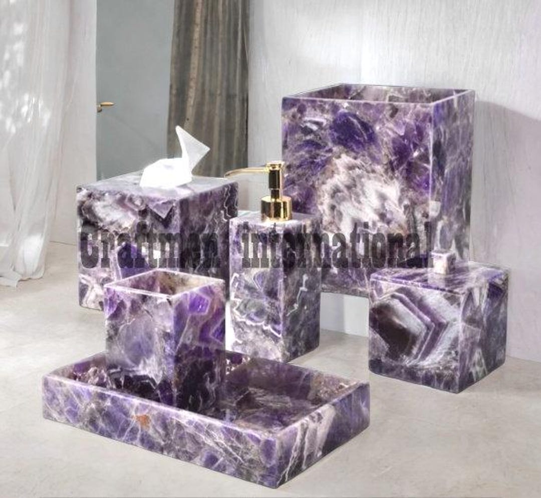 Natural Amethyst Stone Bathroom Sets, Bathroom Accessories, Handmade ...