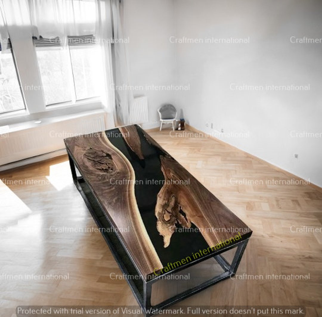 Black Epoxy Dining Table, Transparent Epoxy Wood Table, River Epoxy ...