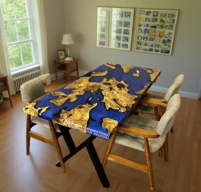 Blue Epoxy Table, Olive Wood Epoxy Table, Live Edge Table Top, Home ...