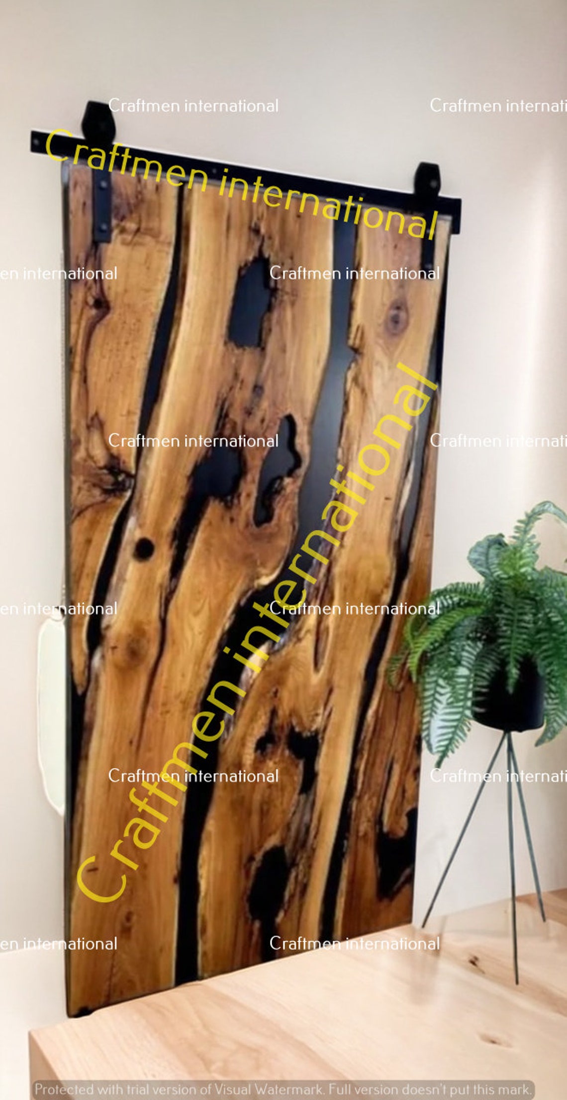 Black Epoxy Door, Epoxy Kitchen Door , Epoxy Barn Door, Live Edge Wood ...