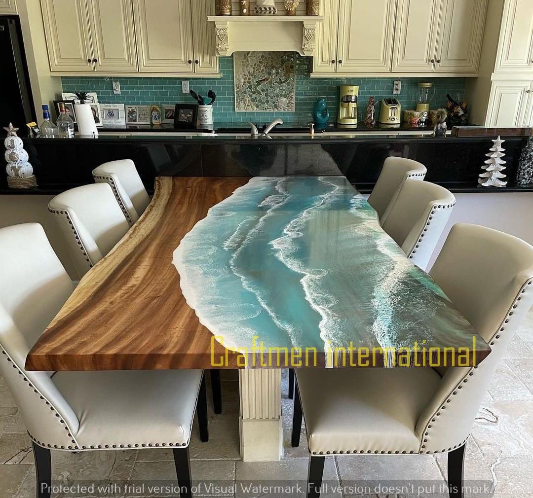 Blue Ocean Wave Table Top, Home Decor Furniture, Dining Table Top ...