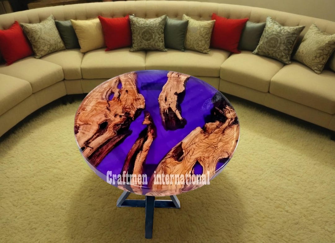 Purple Epoxy Table, Handmade Furniture Table, Epoxy Wooden Table ...