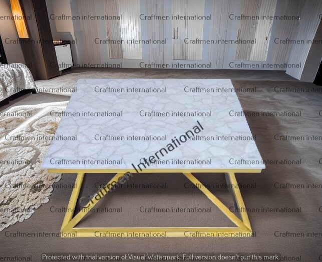 White Quartz Table Top, Square Dining Table, Coffee End Table , Quartz ...
