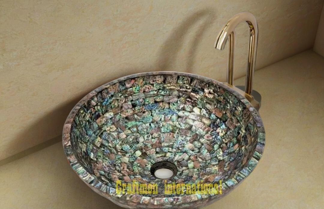 Abalone Shell Sink, Bathroom Sink, Natural Stone Sink, Stone Wash Basin ...
