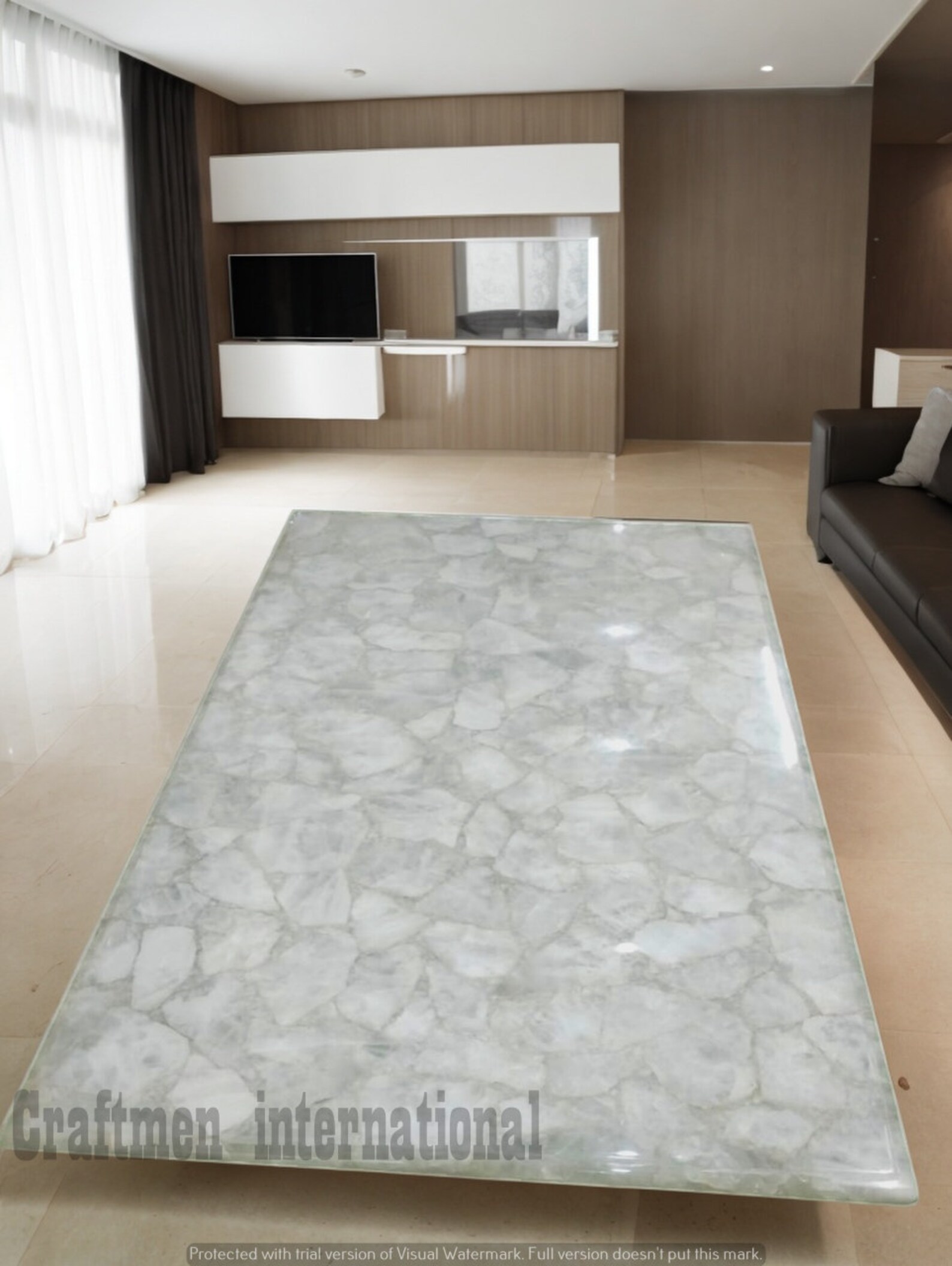 White Quartz Dining Table Top, Quartz Stone Table, Artistic Table Top ...