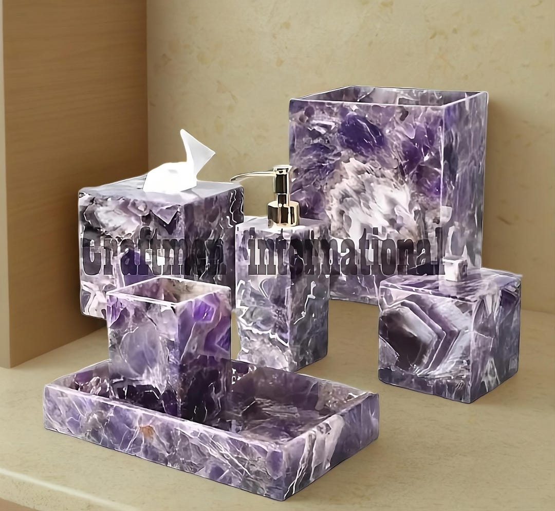 Natural Amethyst Stone Bathroom Sets, Bathroom Accessories, Handmade ...