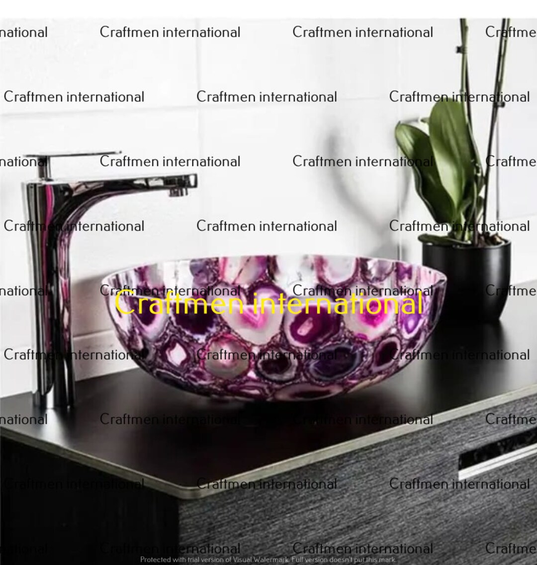 Pink Agate Wash Basin / Sink Semi Precious Stones Handmade Work ...