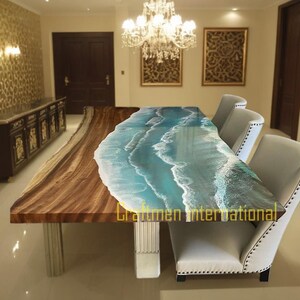 Blue Ocean Wave Table Top, Home Decor Furniture, Dining Table Top ...