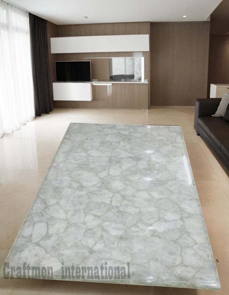 White Quartz Dining Table Top, Quartz Stone Table, Artistic Table Top ...