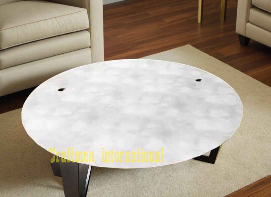 White Quartz Round Table, Coffee End Table, Dining Table Top, Quartz Centre Table, Home Decor ...