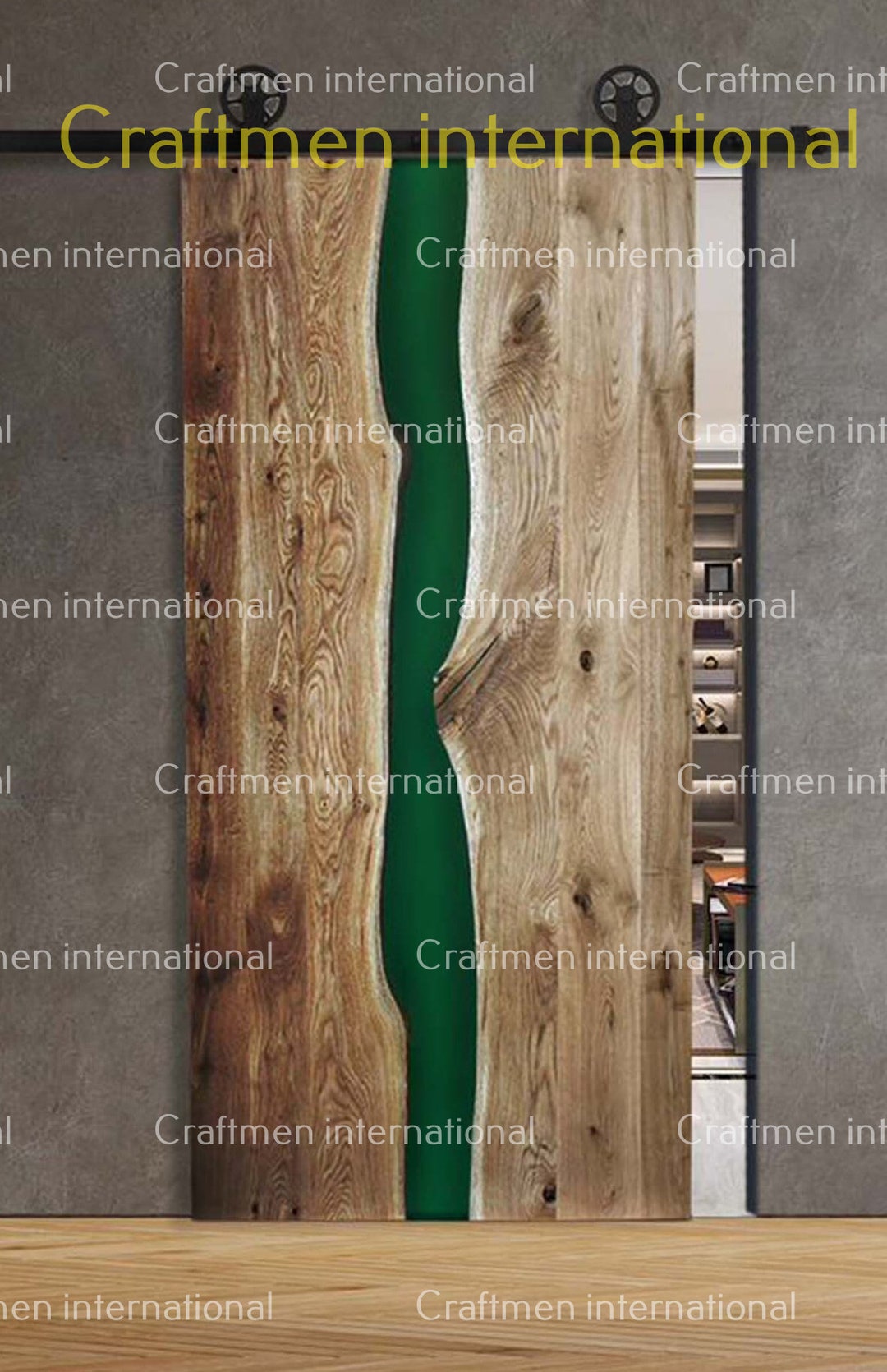 Green River Epoxy Door, Epoxy Kitchen Door , Epoxy Barn Door, Walnut ...