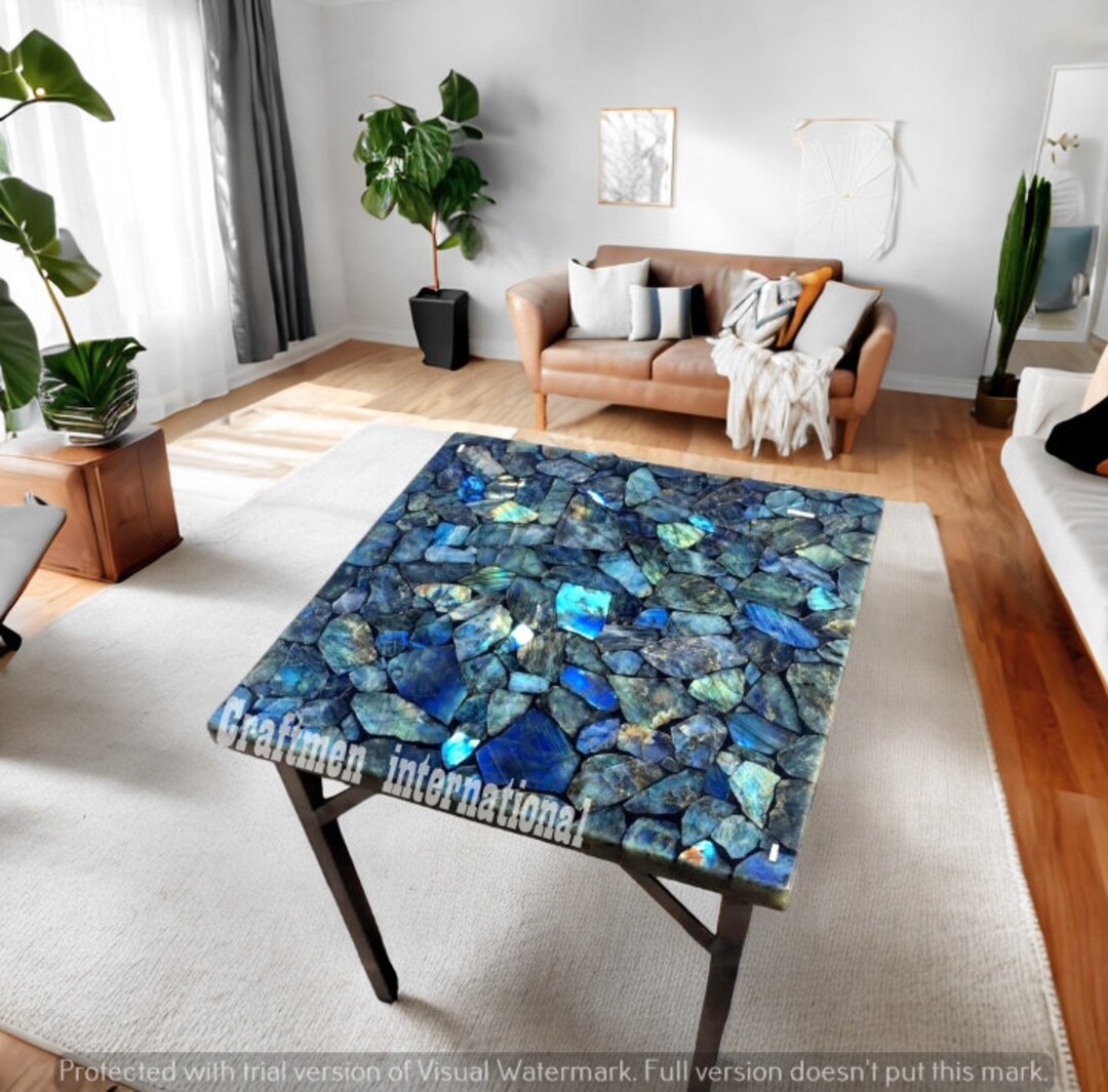 Labradorite Table Top, Handmade Stone Table, Kitchen Dine Table, Home ...