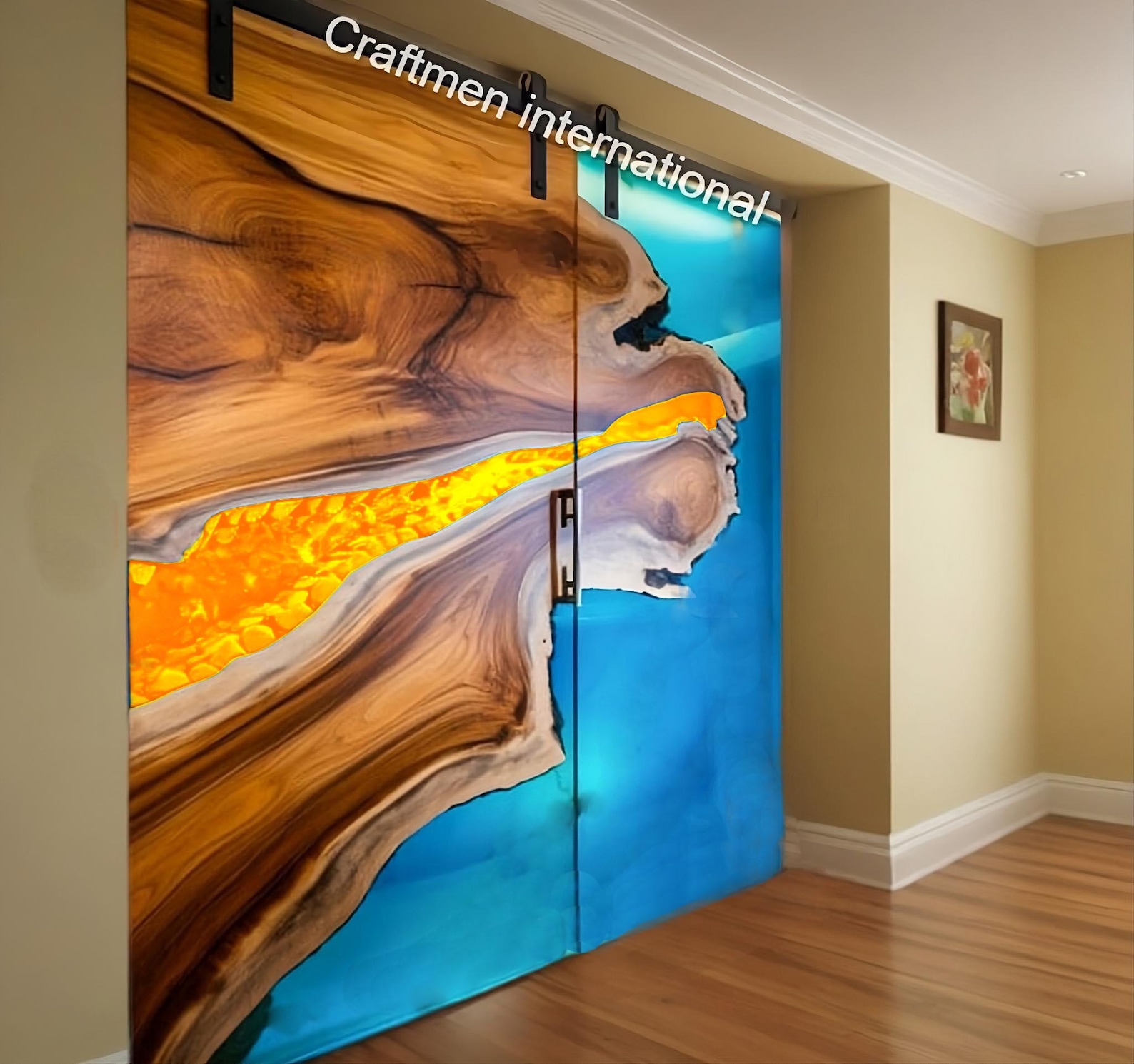 Blue River Epoxy Door, Epoxy Kitchen Door , Epoxy Barn Door, Door ...