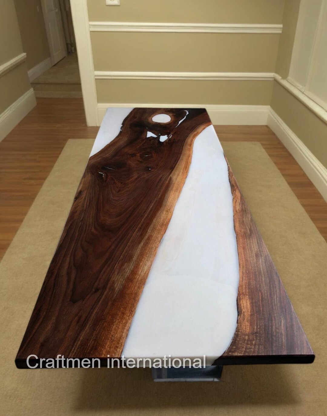 White Epoxy Table Top, Kitchen Dine Table, Home Decor Furniture ...