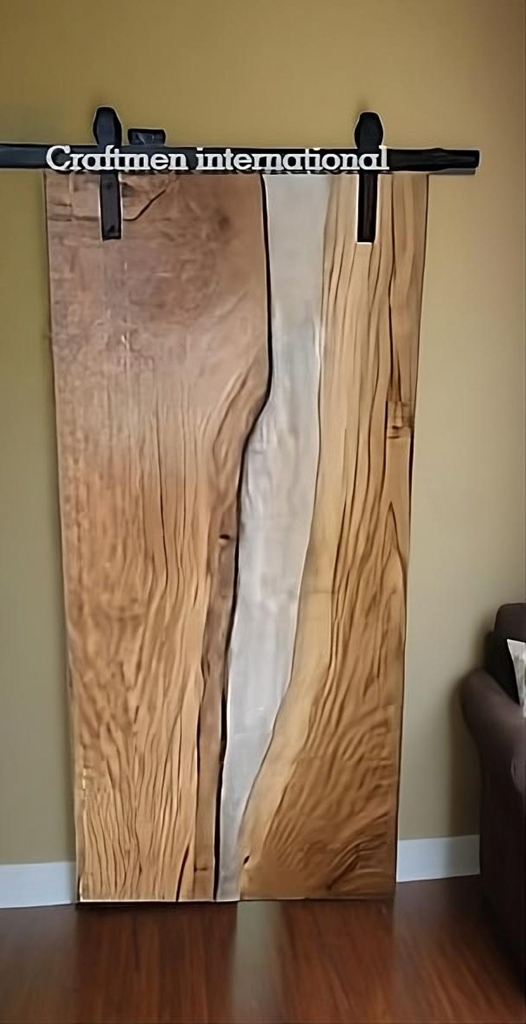 White Epoxy Door, Kitchen Sliding Door , Custom Barn Door, Live Edge ...