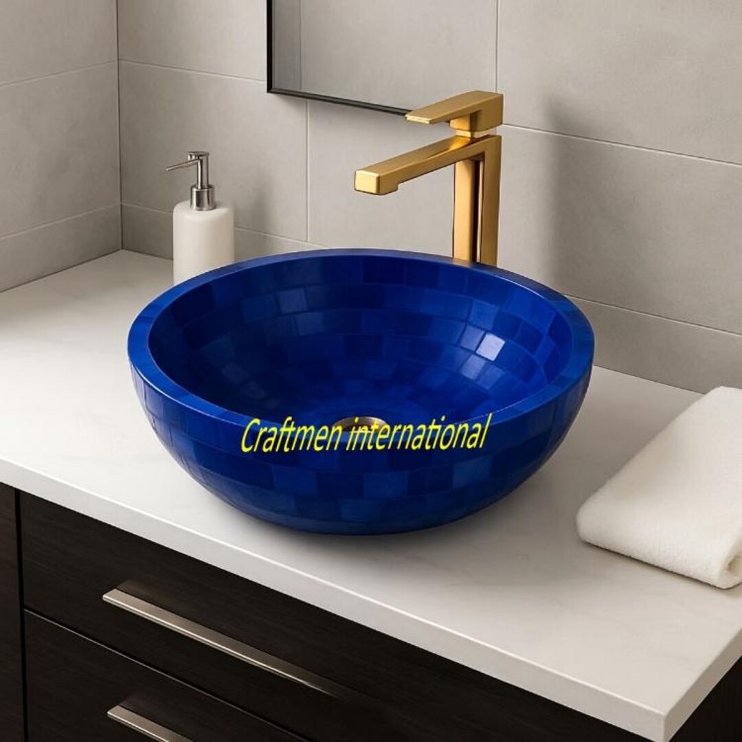 Handcrafted Lapis Lazuli Vessel Sink: Gemstone Bathroom Decor - Etsy