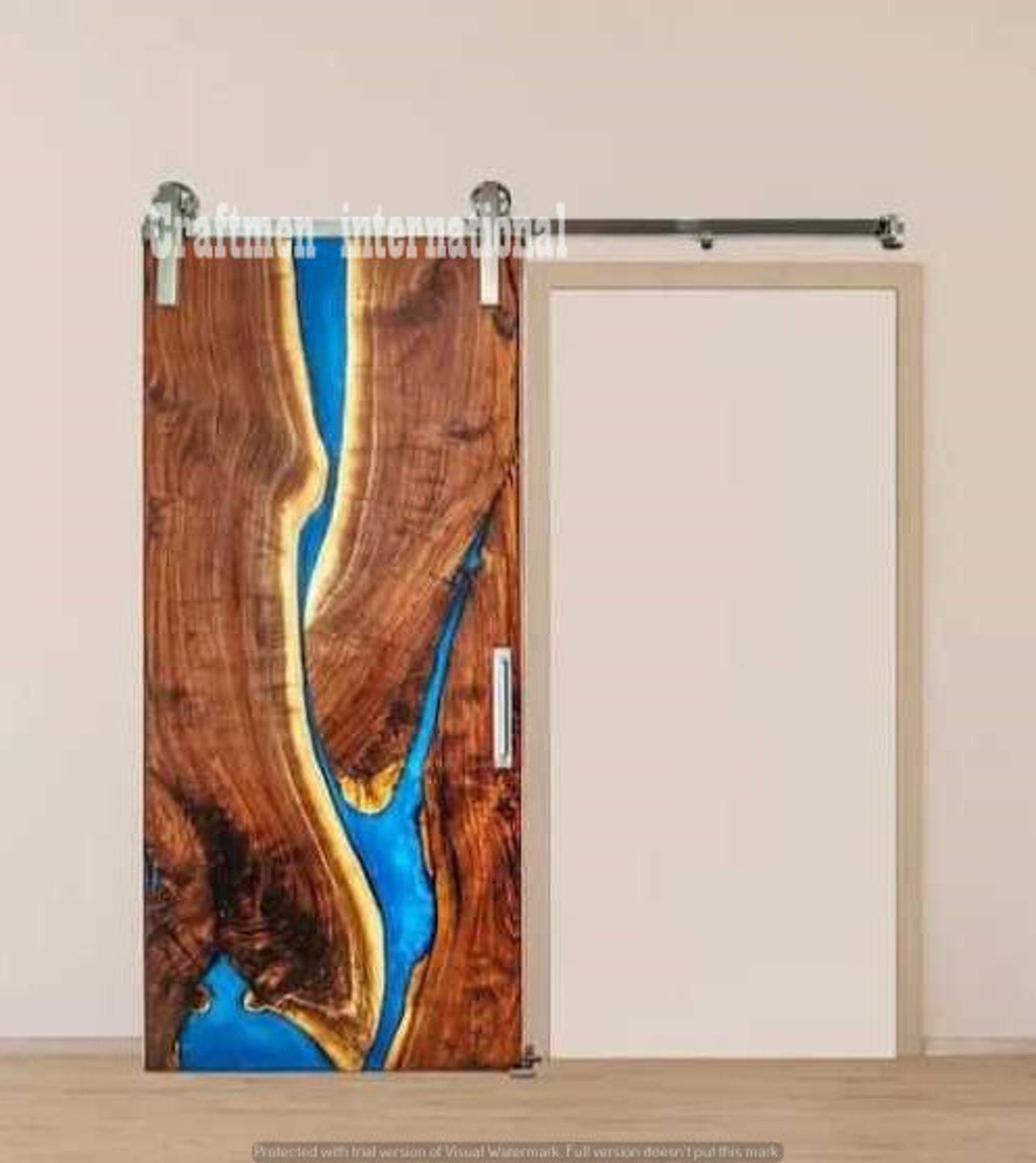Blue River Epoxy Door, Epoxy Kitchen Door , Epoxy Barn Door, Door ...