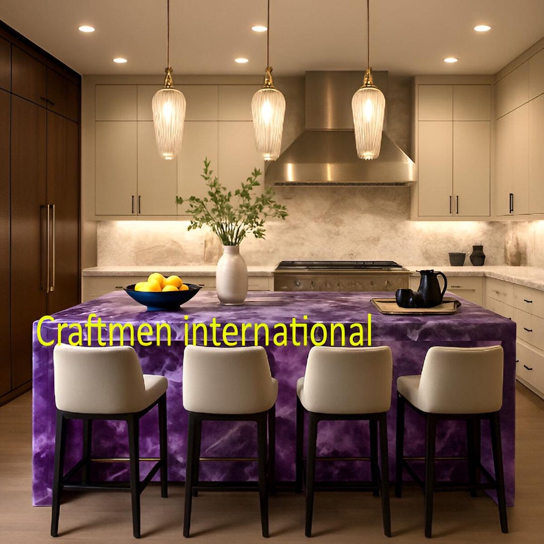 Handmade, Luxury Amethyst Kitchen Island Countertop | Purple Crystal ...