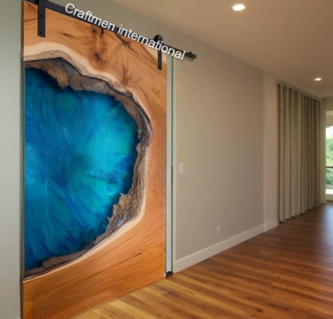 Blue Color Epoxy Door, Epoxy Kitchen Door , Custom Sliding Door, Live ...