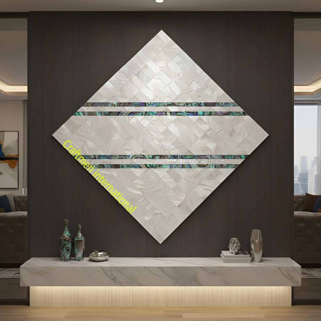 Luxury MOP Stone Wall Panel | Mother of Pearl Inlay Art for Interiors ...