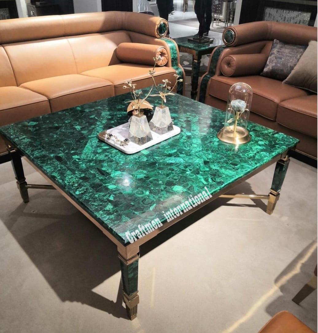 Green Malachite Table Top, Coffee End Table , Custom Table, Center ...