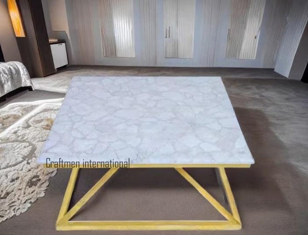 White Quartz Table Top, Square Dining Table, Coffee End Table , Quartz ...