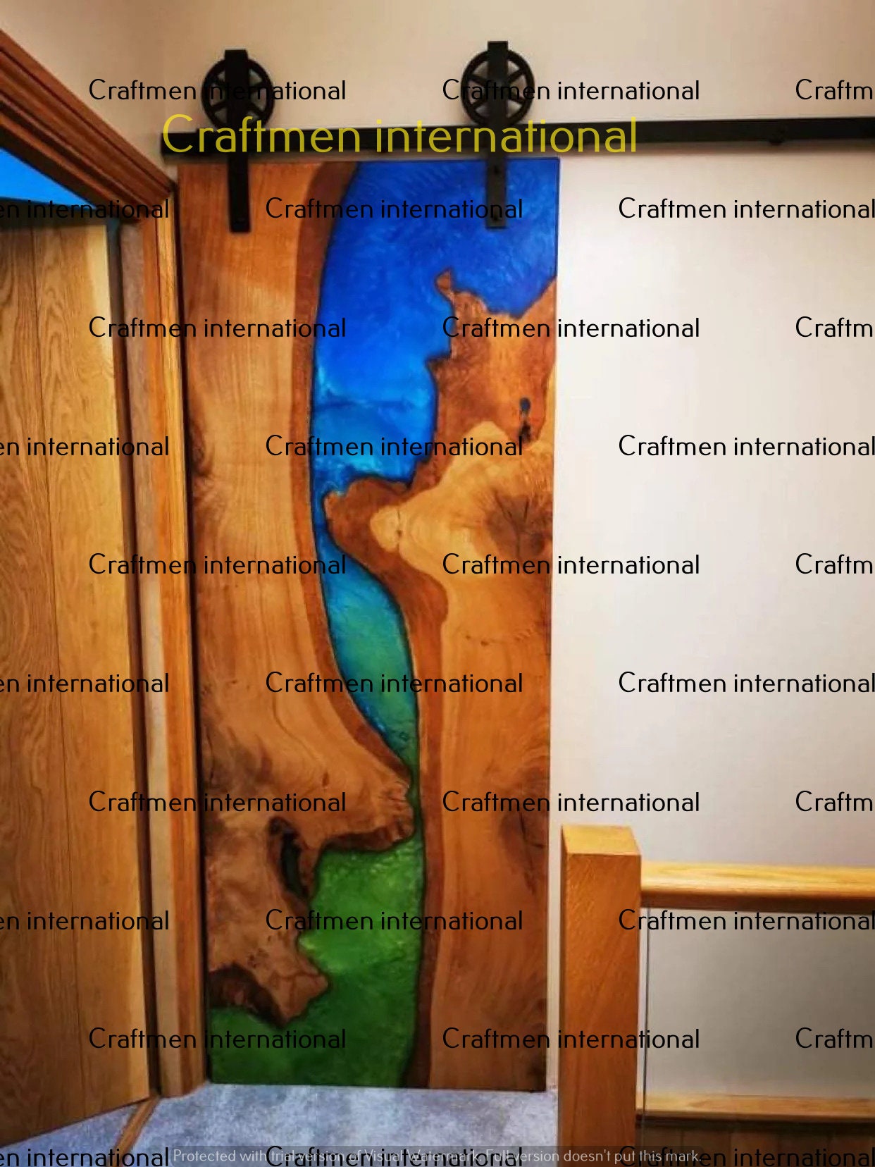 Multi Color Epoxy Door, Epoxy Kitchen Door , Epoxy Barn Door, Live Edge ...