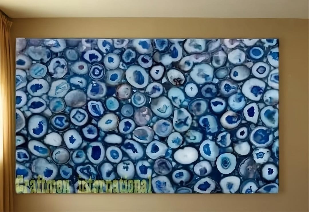 Blue Agate Slab, Agate Wall Decor, Agate Stone Table, Handmade Agate ...