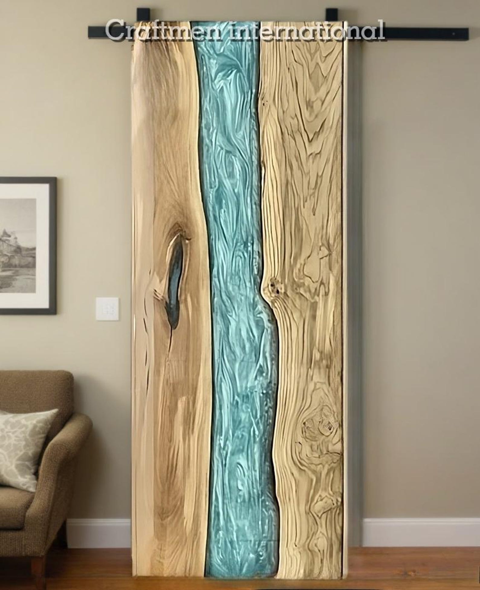 Oak Wood Epoxy Door, Epoxy Kitchen Door , Epoxy Barn Door, Sliding ...