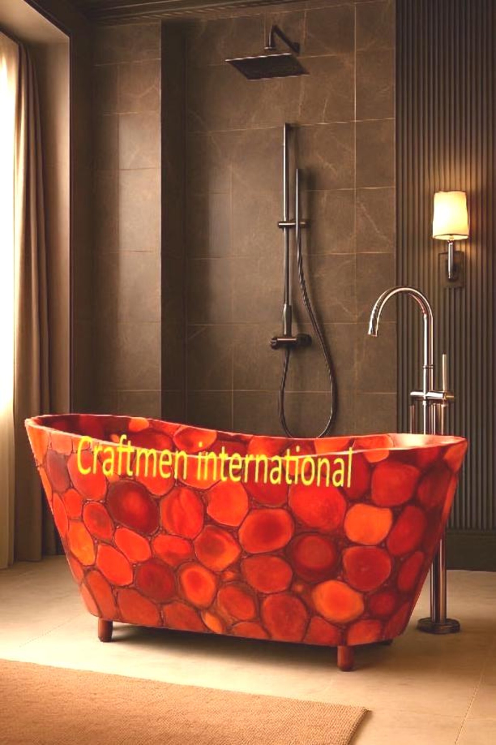 Natural Red Agate Crystal Bathtub – Freestanding Designer Bath Tub for ...