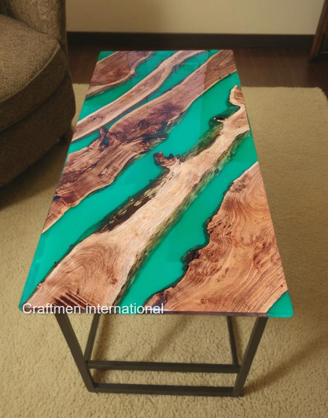 Green Epoxy Table Top, Made to Order Table, Home Decor Furniture ...