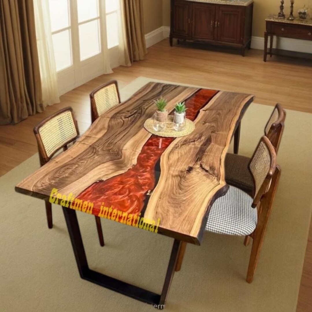 Red Epoxy Table Top, Handmade Table Top, Epoxy Dining Table, Home Decor ...