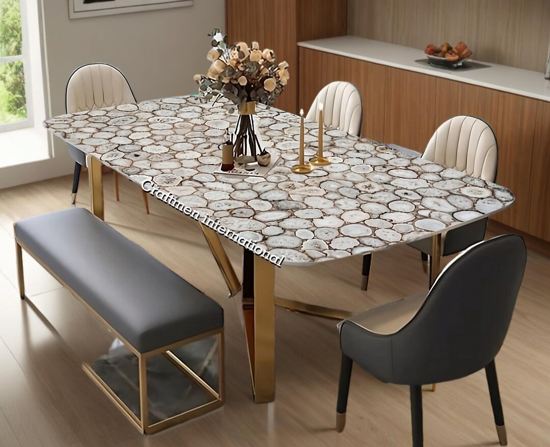 Handmade White Agate Table Top: Custom Dining or Coffee Table - Etsy