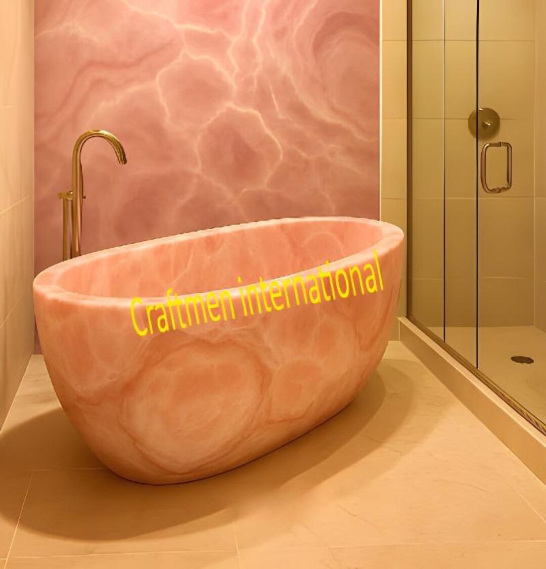 Rose Quartz Stone Bath Tub – Elegant Designer Luxury Bathroom Piece ...