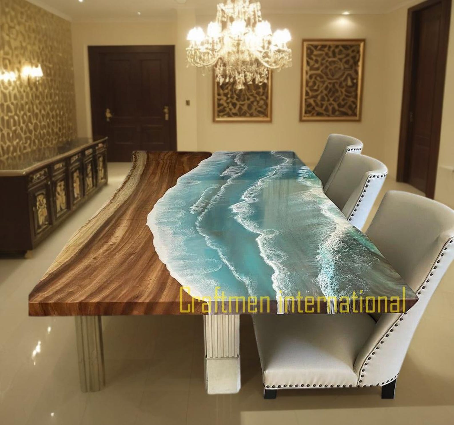 Blue Ocean Wave Table Top, Home Decor Furniture, Dining Table Top ...