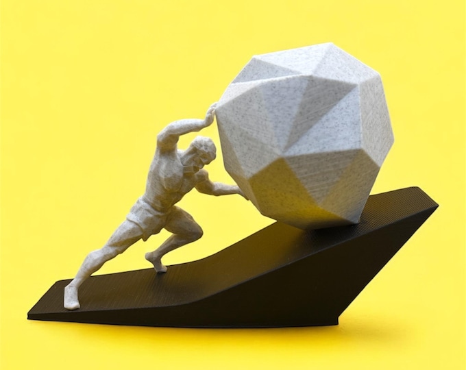 Sisyphus and the Eternal Boulder, Bronze Sisyphus Statue, Greek ...