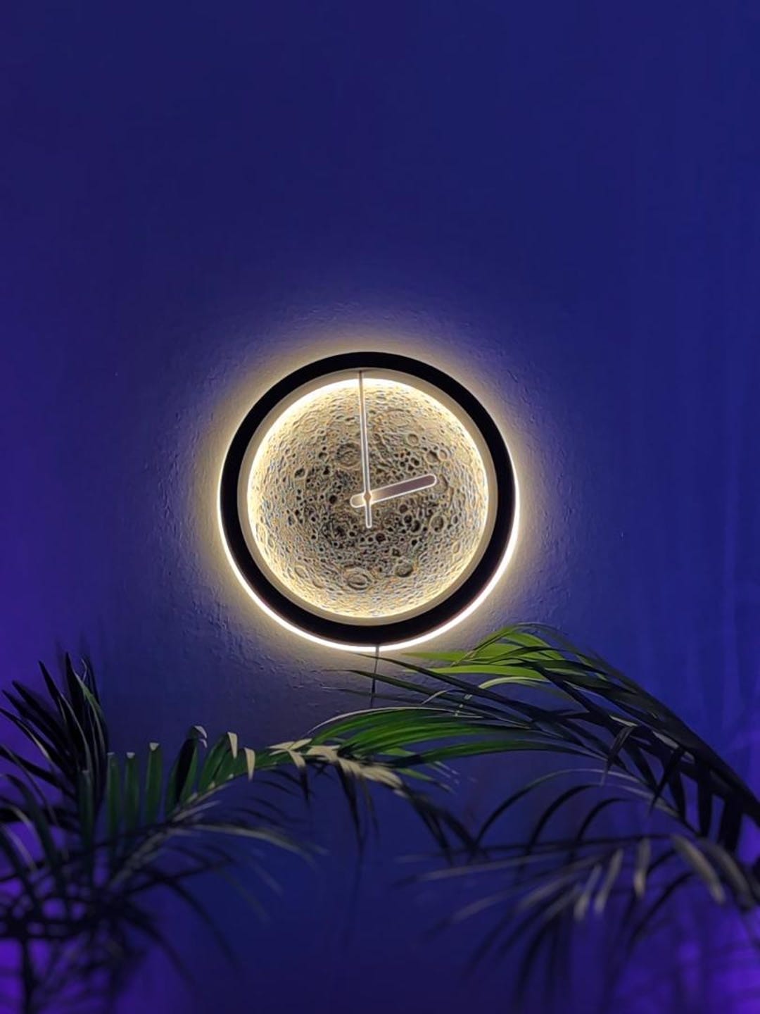 Moon Wall Clock Lamp – Glowing Lunar Design | LED Wall Decor for ...