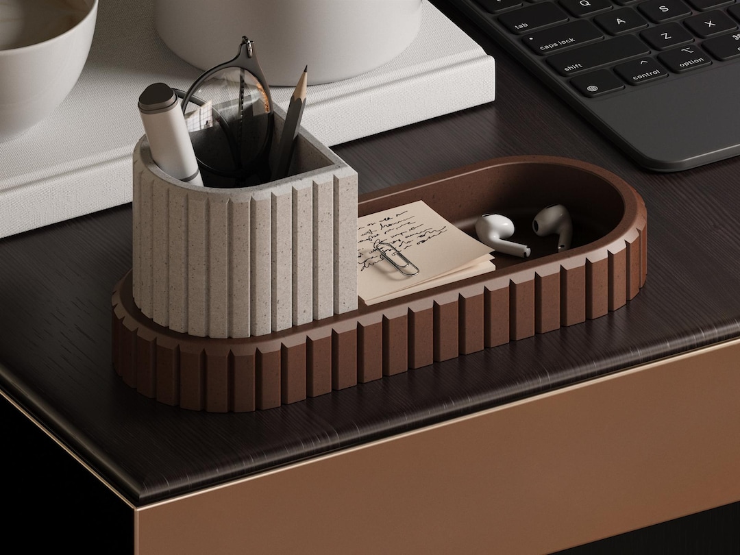 Minimalist Desk Organizer – Modern Pen Holder and Accessory Tray - Etsy