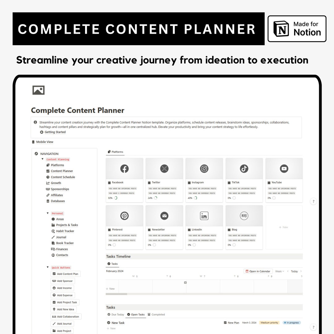 Complete Content Planner Notion Template - Etsy
