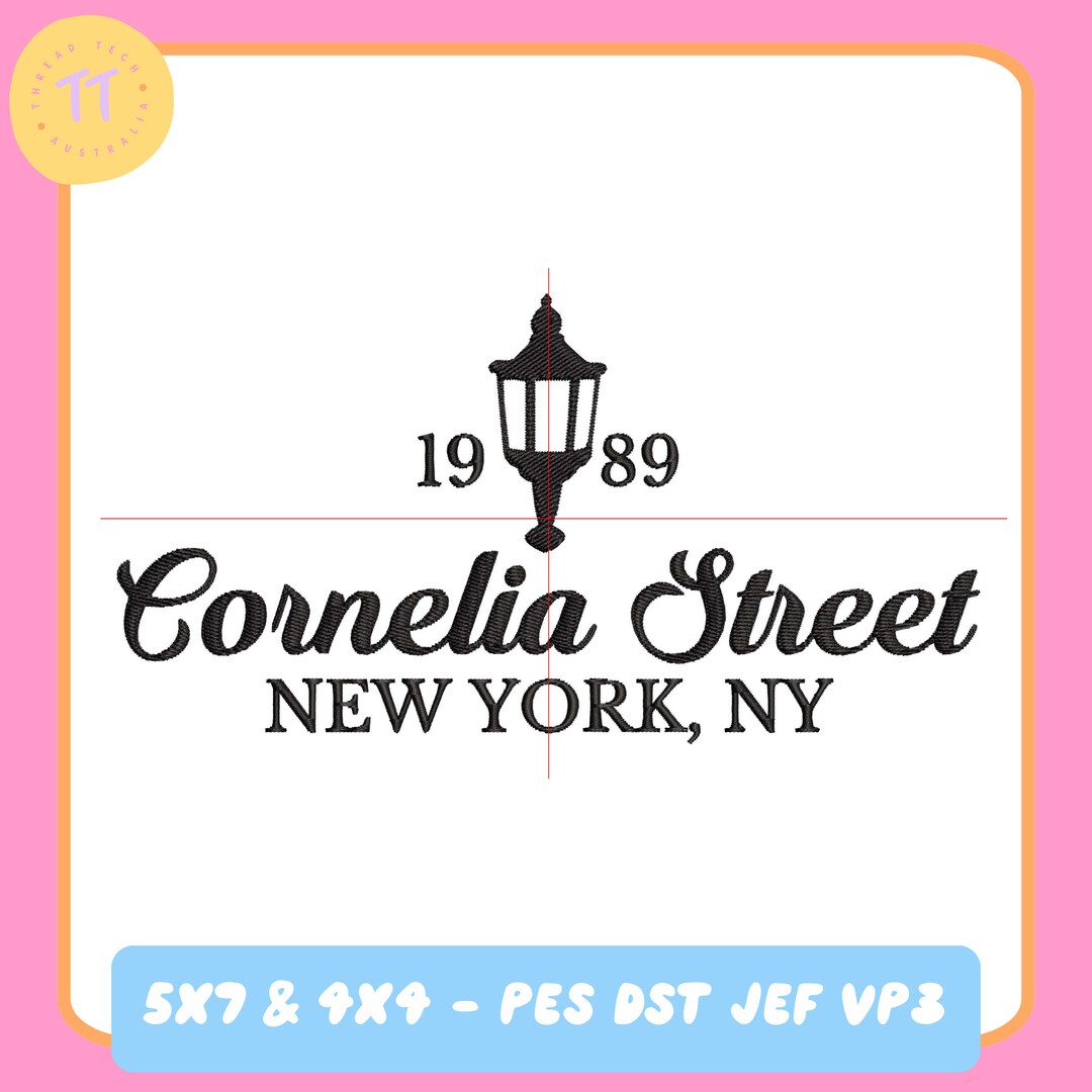 Cornelia Street Embroidery Design File 5x7 & 4x4 PES DST JEF VP3 Trendy ...