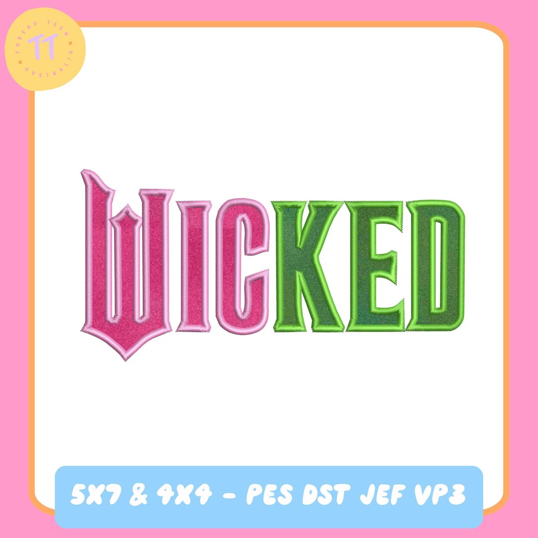 Machine Embroidery Design File | Applique | Wicked Inspired | 5x7 4x4 ...