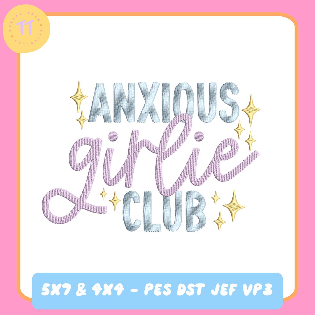 Anxious Girlie | Machine Embroidery Design File | 5x7 & 4x4 | PES DST ...