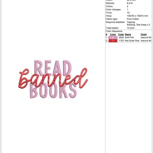 Read Banned Books Machine Embroidery Design 5x7 4x4 PES DST JEF VP3 ...
