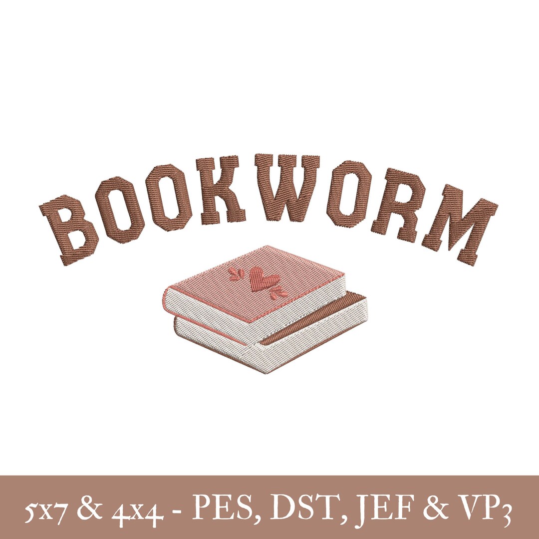 Bookworm Academia Embroidery Design File 5x7 & 4x4 PES DST JEF Trendy ...